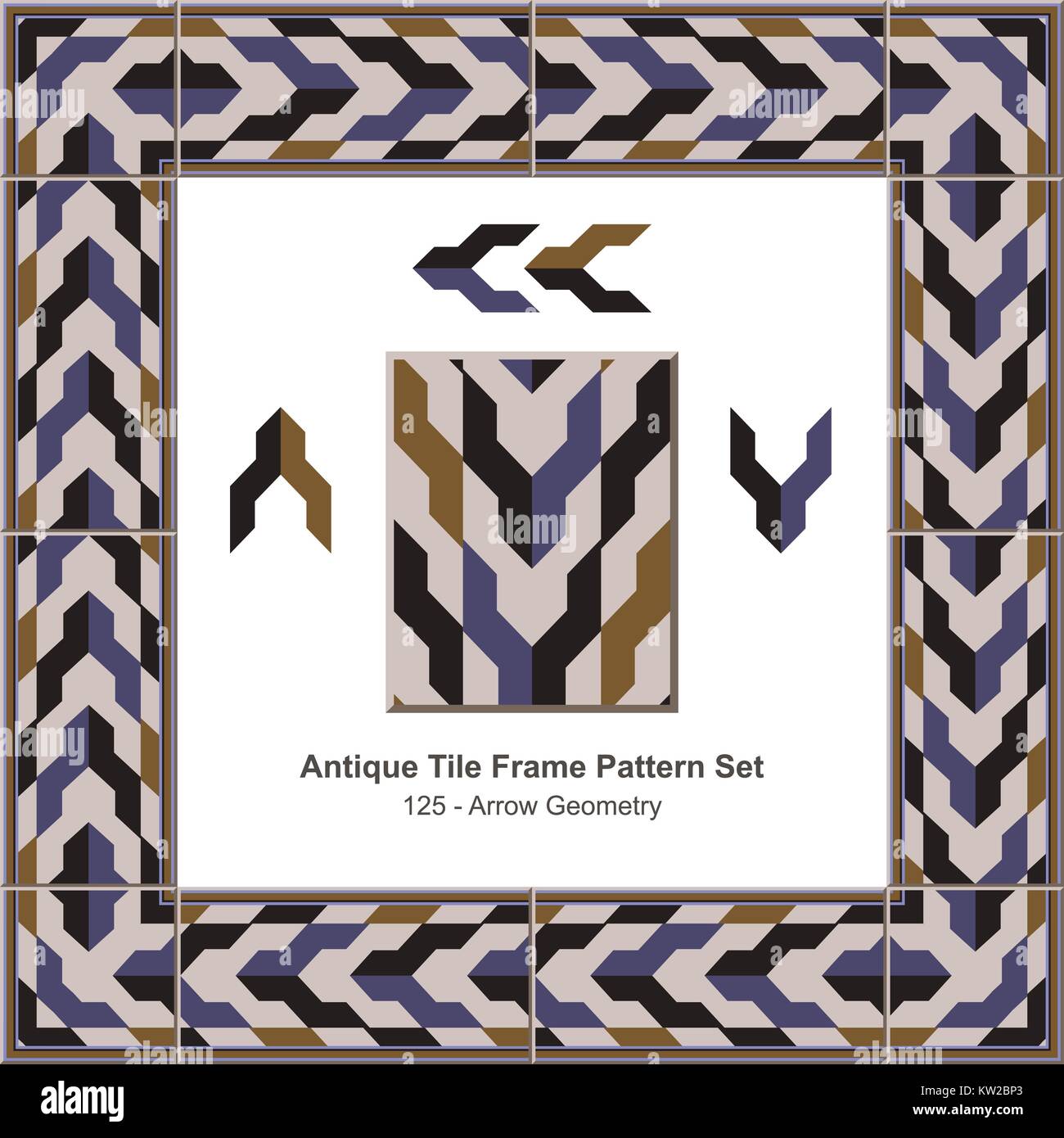 Antique tile frame pattern set Arrow Geometry Stock Vector Image & Art ...