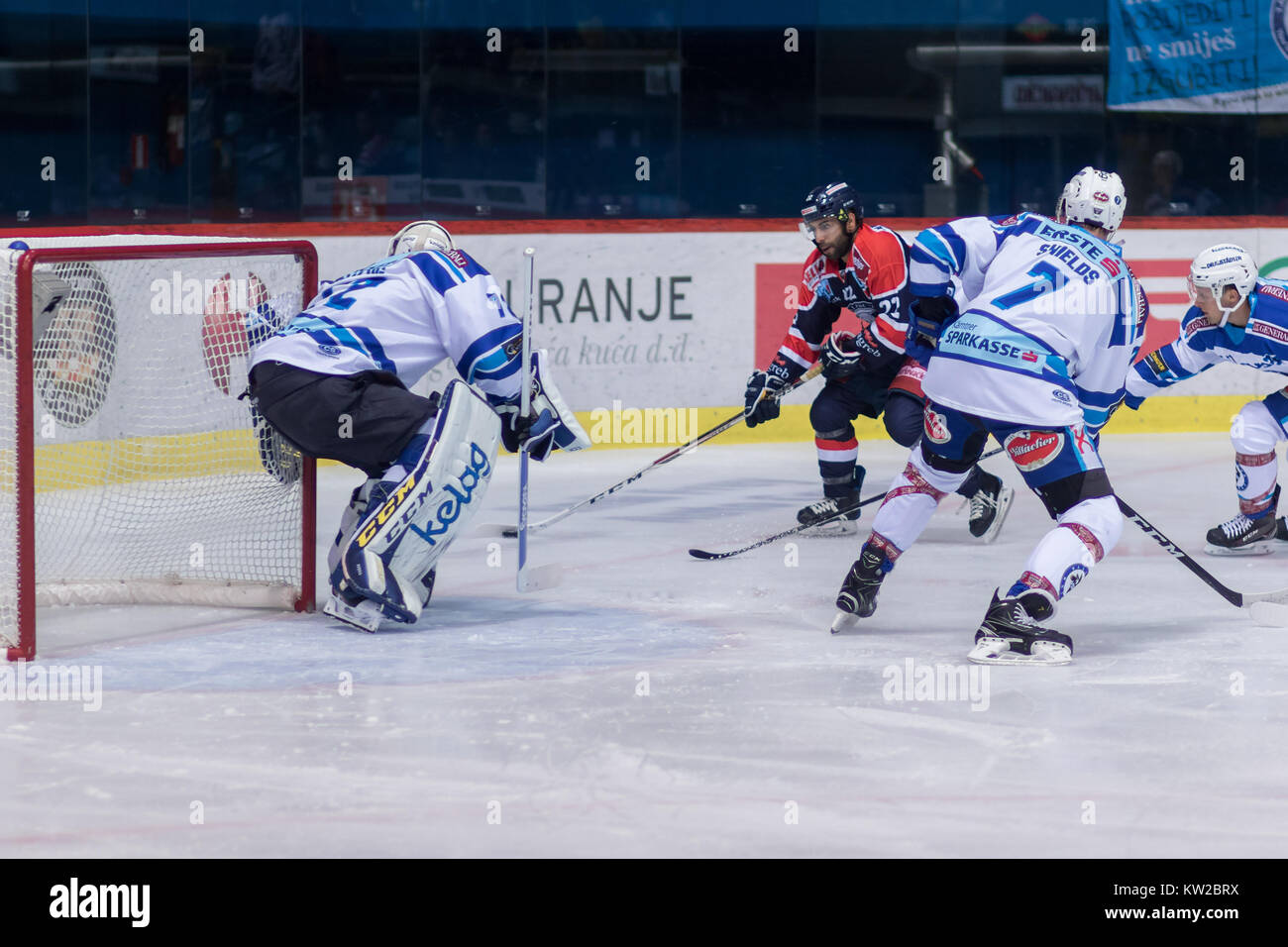 ZAGREB, CROATIA - OCTOBER 10, 2017: EBEL ice hockey league match ...