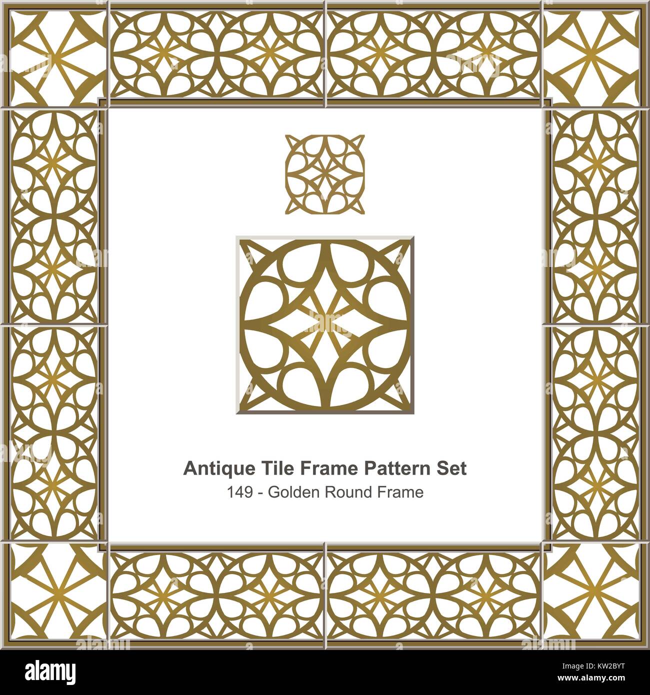 Antique tile frame pattern set Golden Round Frame Stock Vector Image ...
