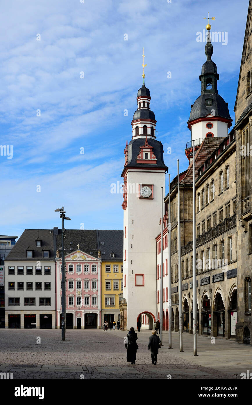 Chemnitz, market to me city hall, Markt mir Rathaus Stock Photo - Alamy