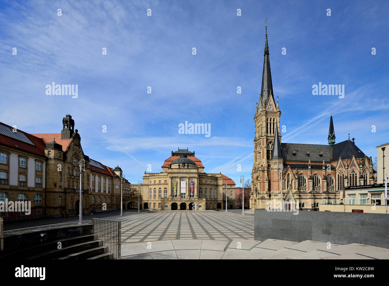 Chemnitz, art collections, opera-house and church Saint Peter in the ...