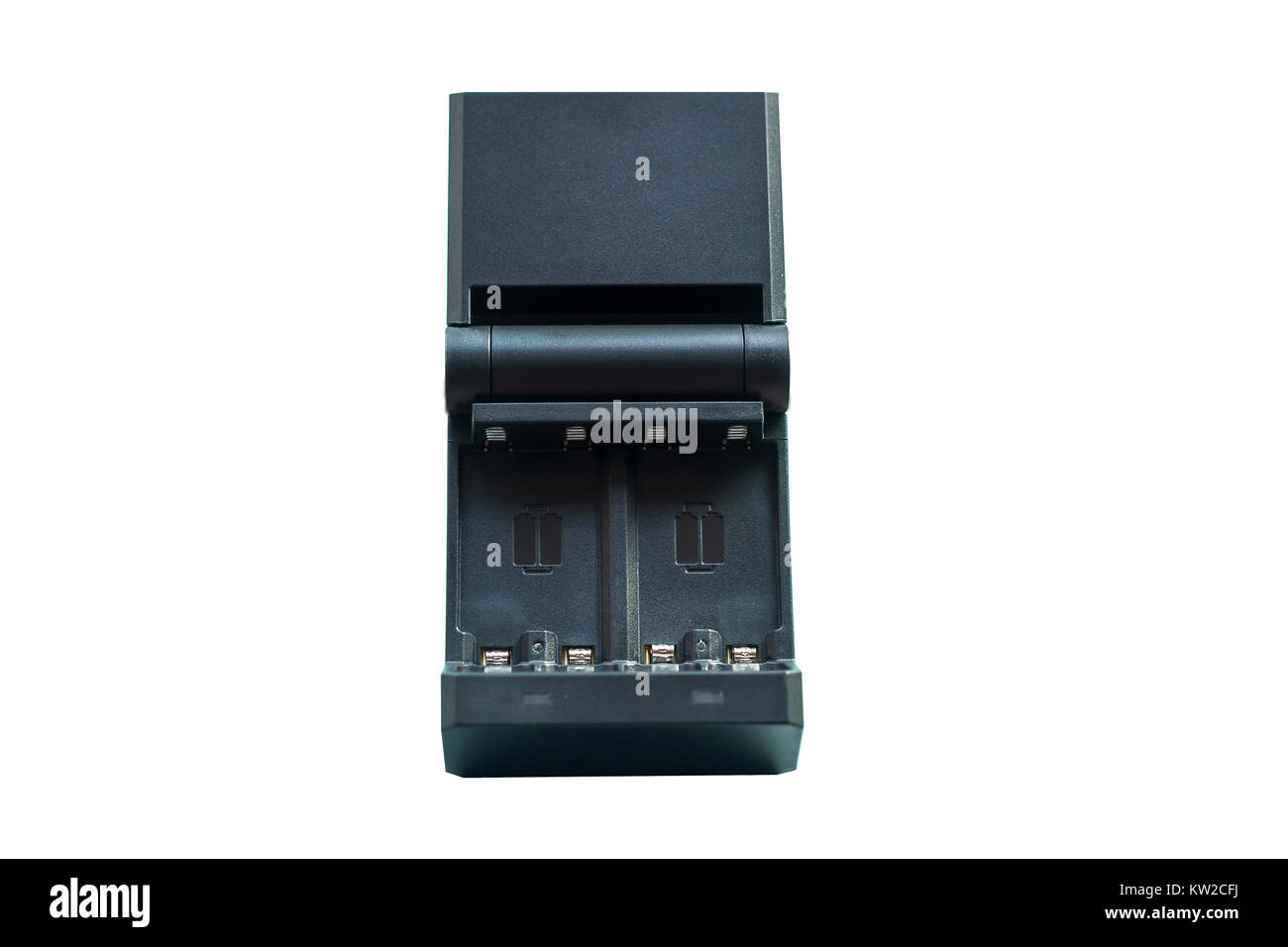 Black charging for rechargeable finger batteries front view isolated on ...