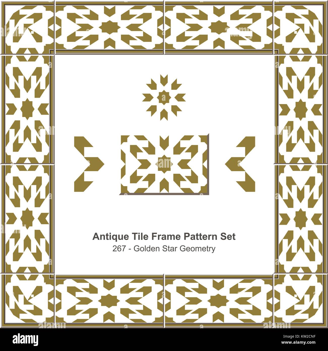 Antique tile frame pattern set Golden Star Geometry Stock Vector Image ...