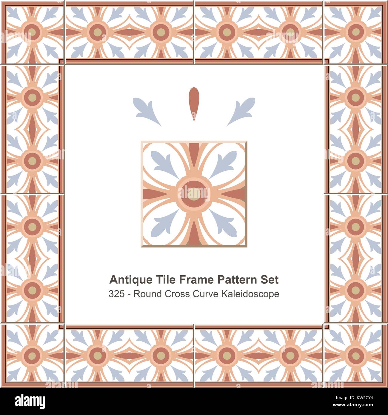 Antique tile frame pattern set Round Cross Curve Kaleidoscope Stock Vector Image & Art - Alamy