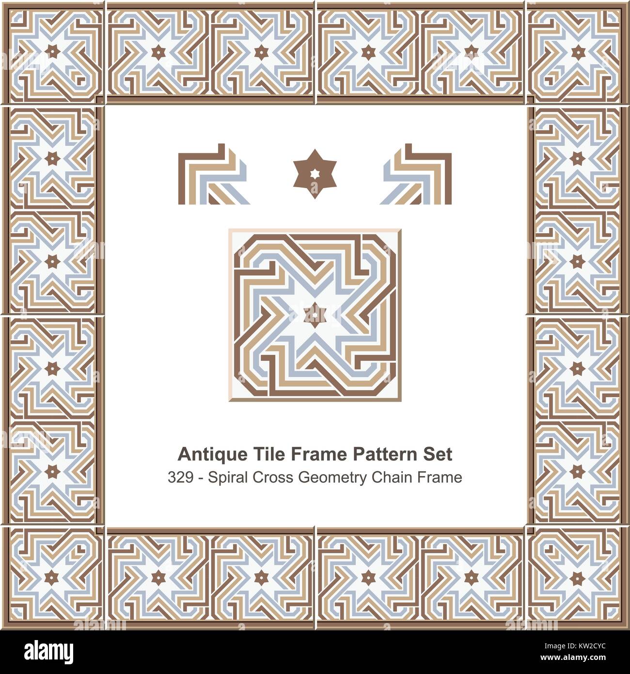 Antique tile frame pattern set Spiral Cross Geometry Chain Frame Stock ...