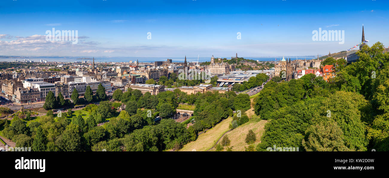 Panoramic cityscape of Edinburgh, the capital city of Scotland as ...