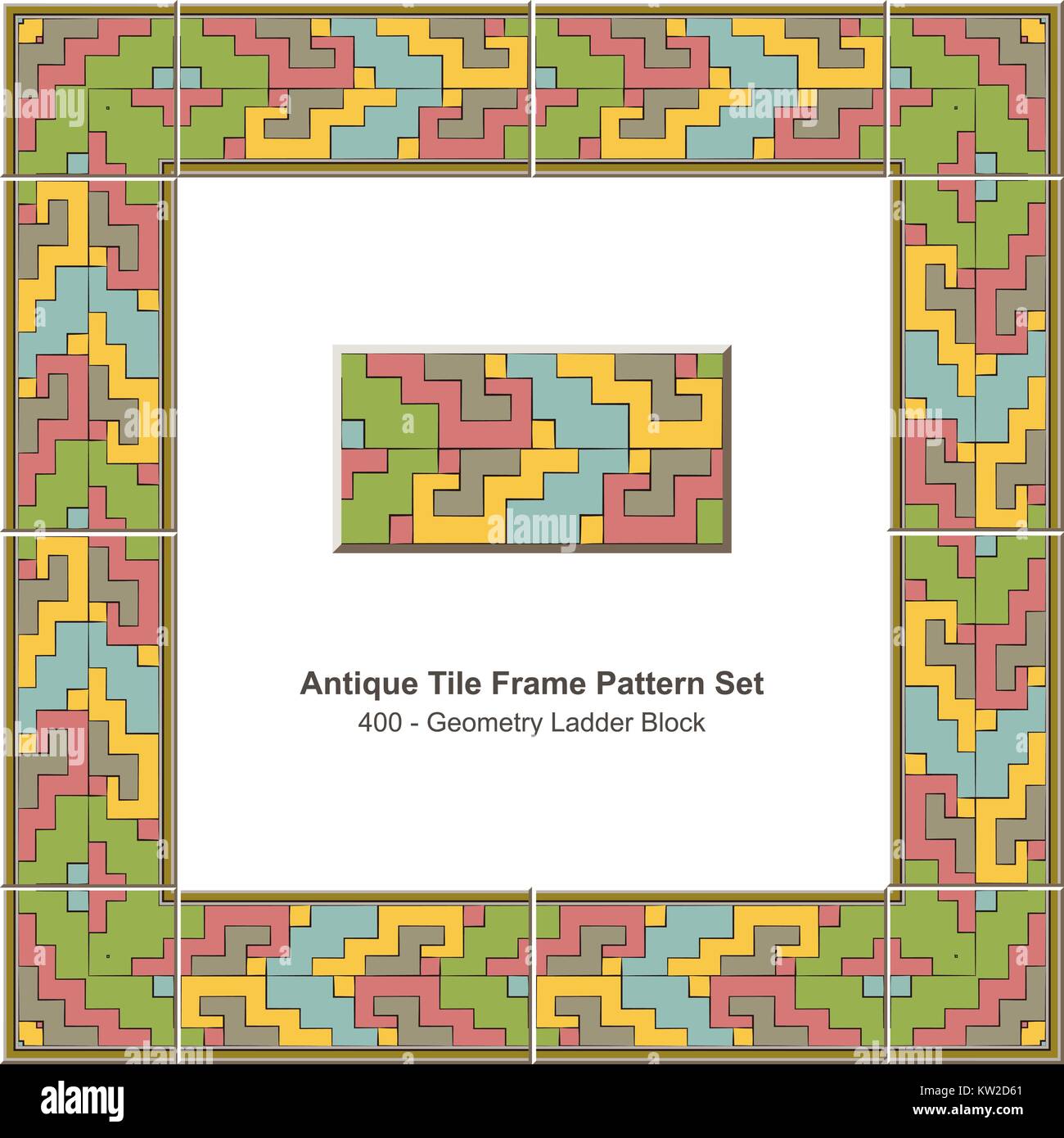 Antique tile frame pattern set Geometry Ladder Block Stock Vector Image ...