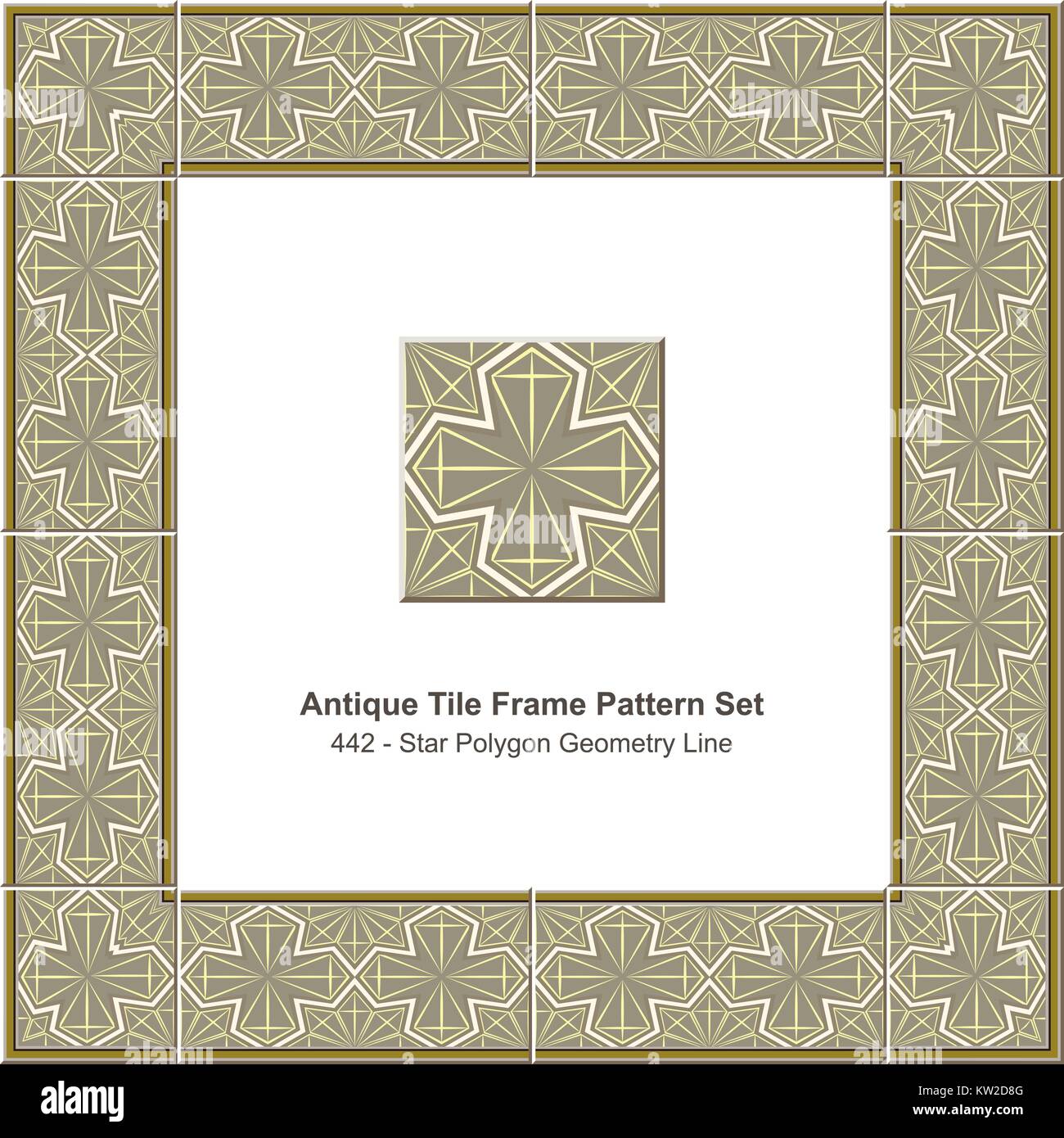 Antique tile frame pattern set Star Polygon Geometry Line Stock Vector ...