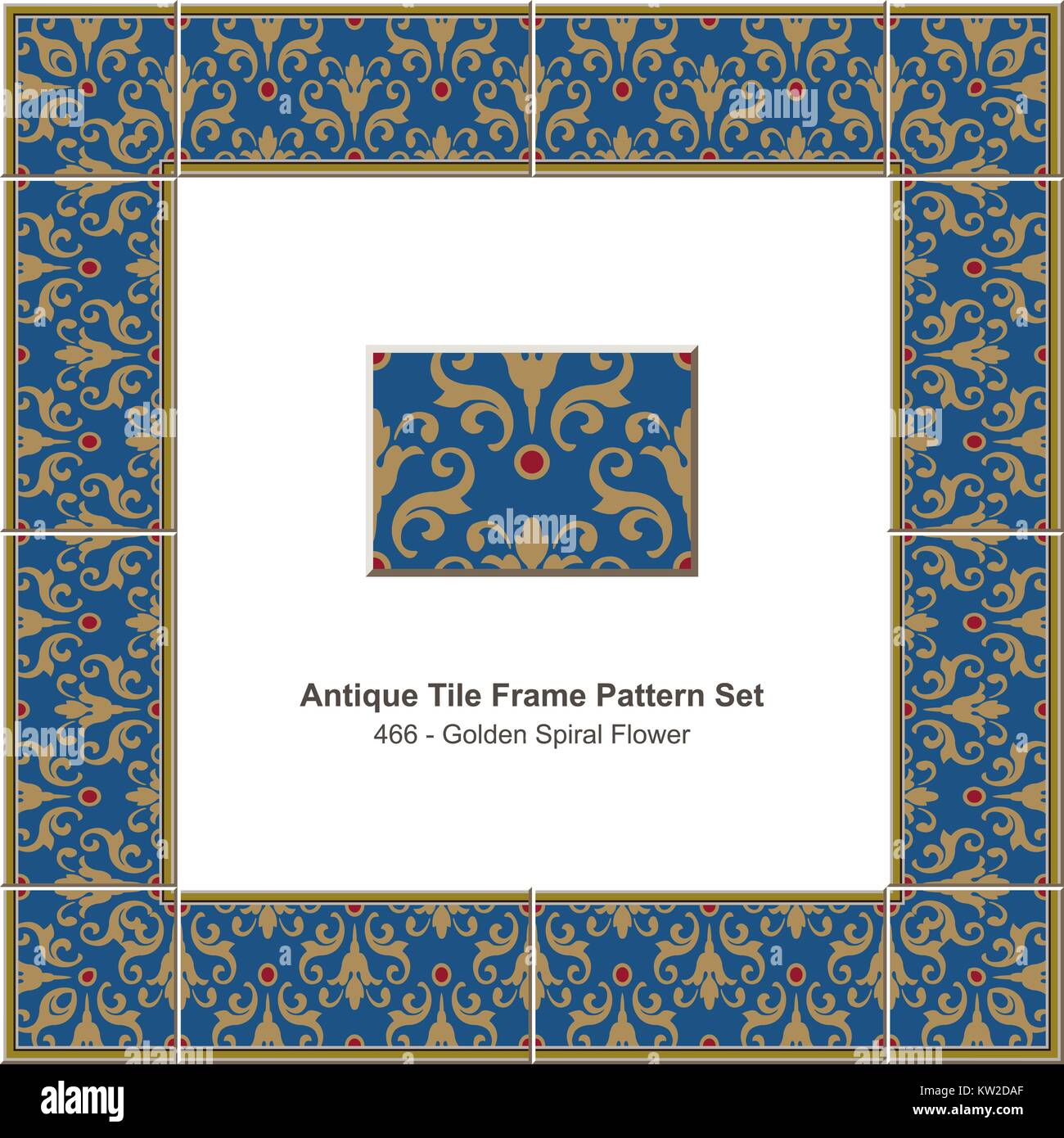 Antique tile frame pattern set Golden Spiral Flower Stock Vector Image ...