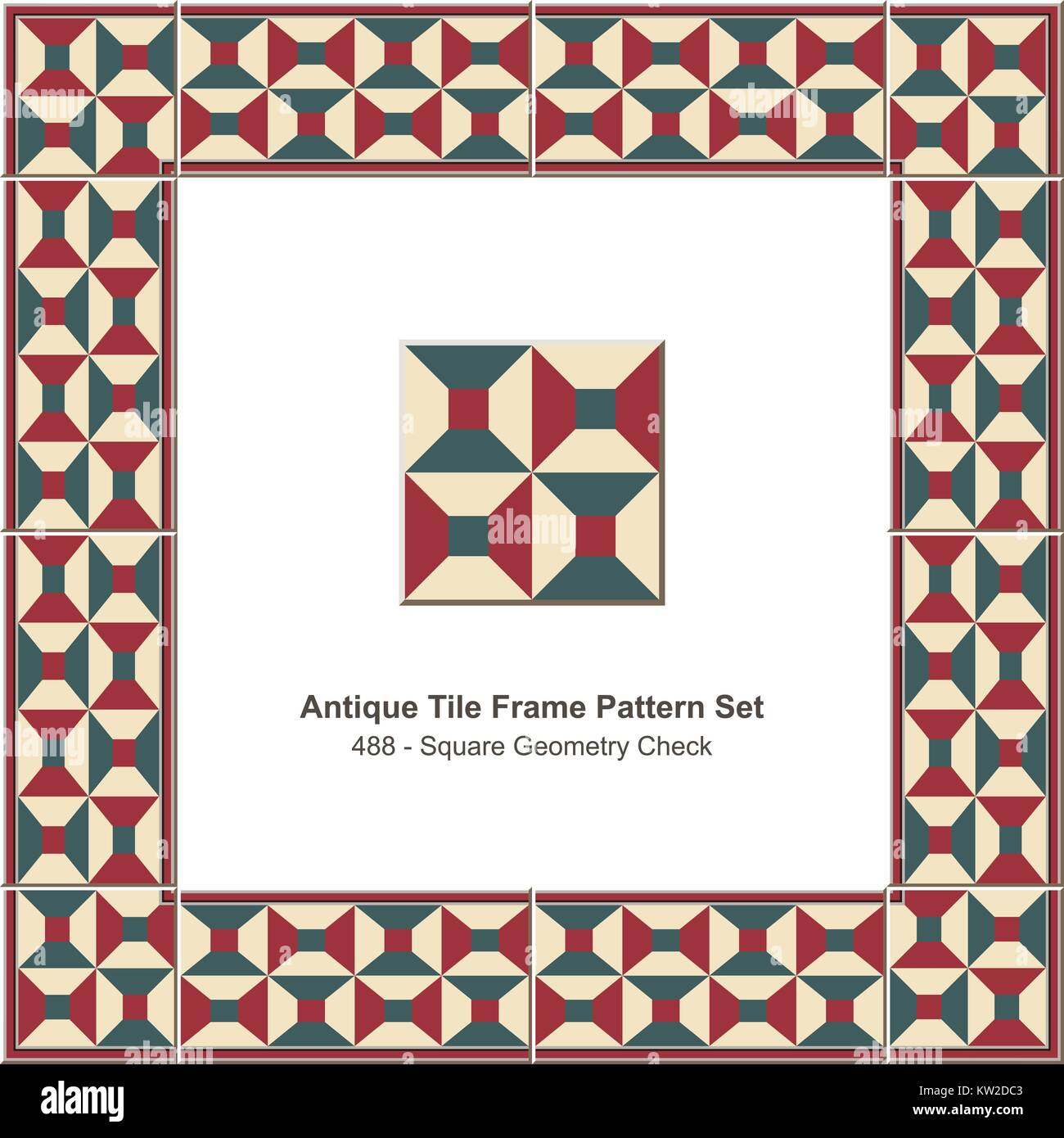Antique tile frame pattern set Square Geometry Check Stock Vector Image ...