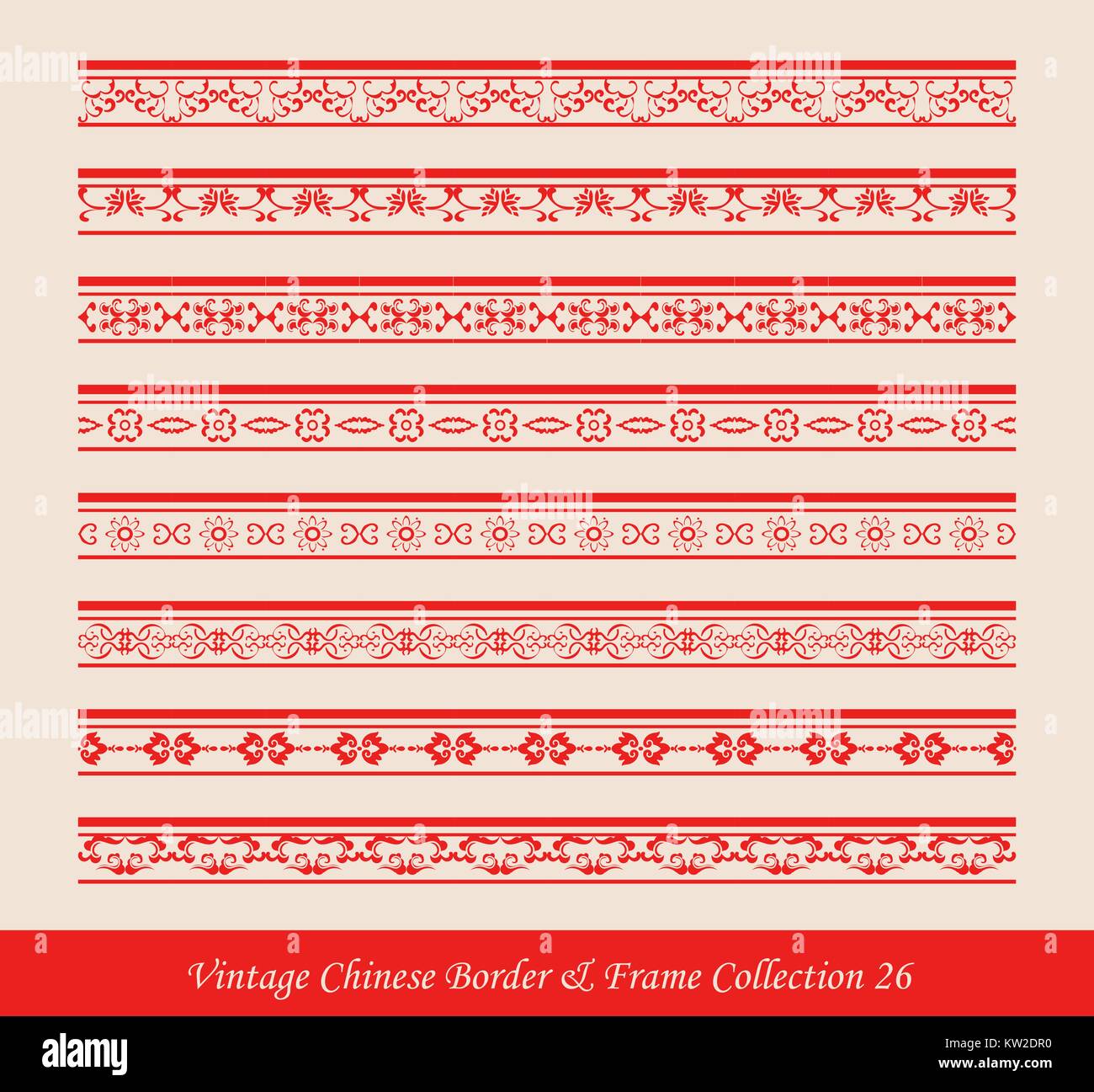 Vintage Chinese Border Frame Vector Collection Stock Vector Image & Art ...