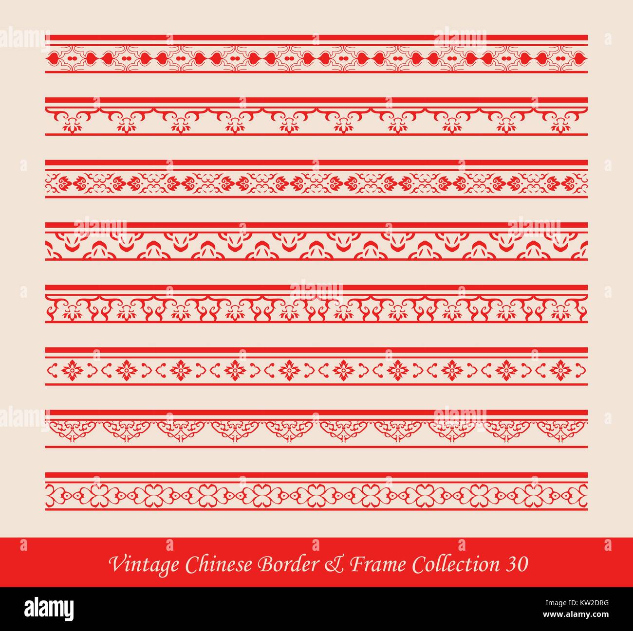 Vintage Chinese Border Frame Vector Collection Stock Vector Image & Art ...