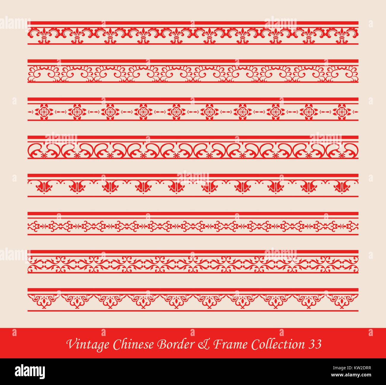 Vintage Chinese Border Frame Vector Collection Stock Vector Image & Art ...