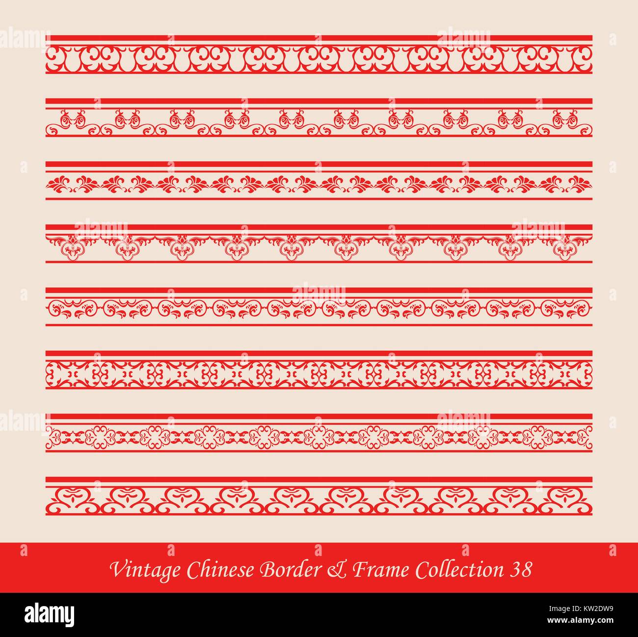 Vintage Chinese Border Frame Vector Collection Stock Vector Image & Art ...