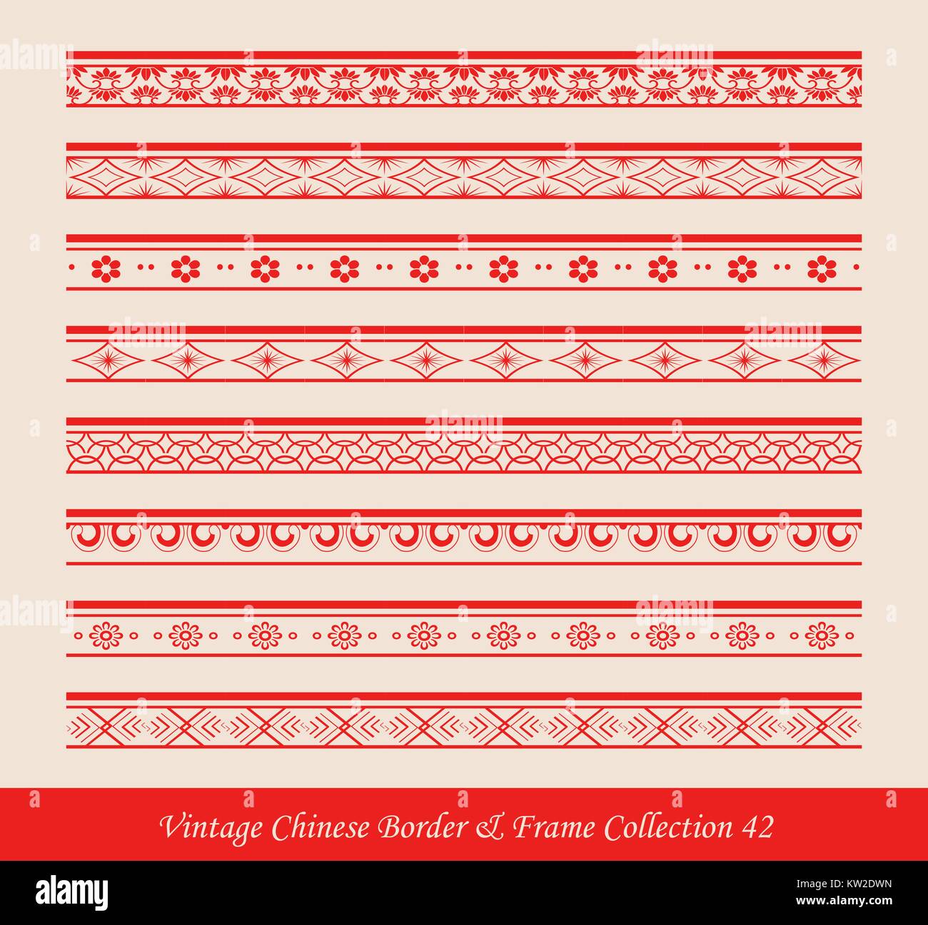 Vintage Chinese Border Frame Vector Collection Stock Vector Image & Art ...