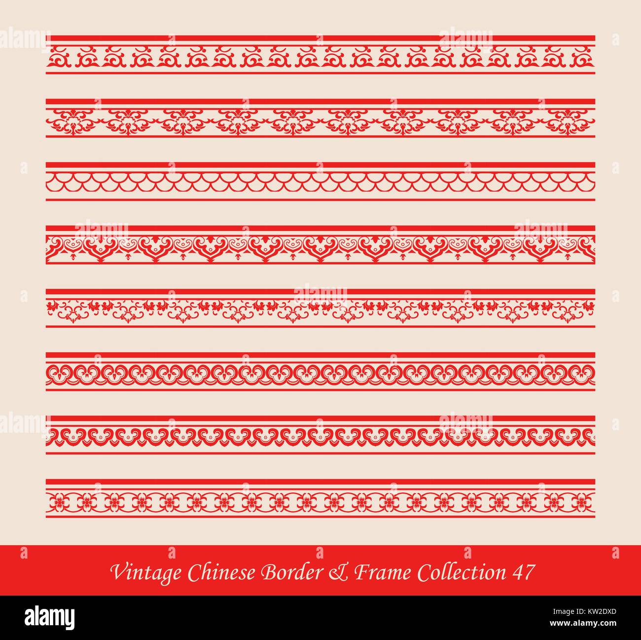 Vintage Chinese Border Frame Vector Collection Stock Vector Image & Art ...