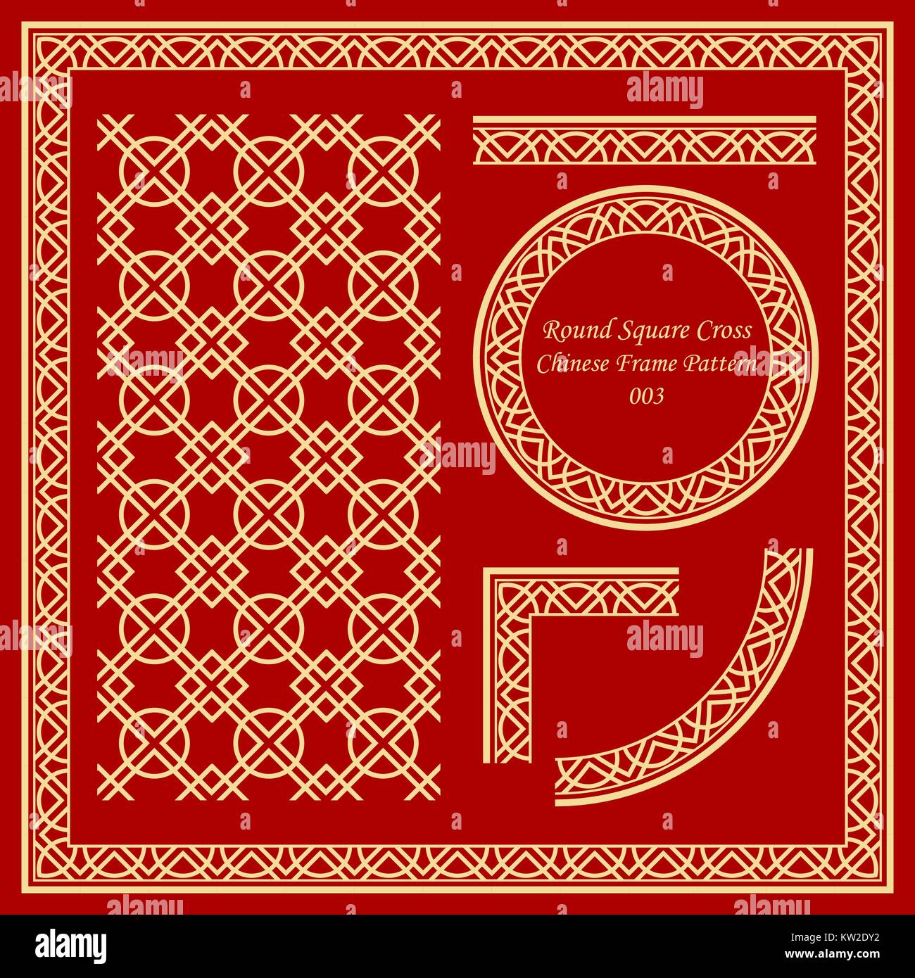 Vintage Chinese Frame Pattern Set Round Square Cross Stock Vector Image ...