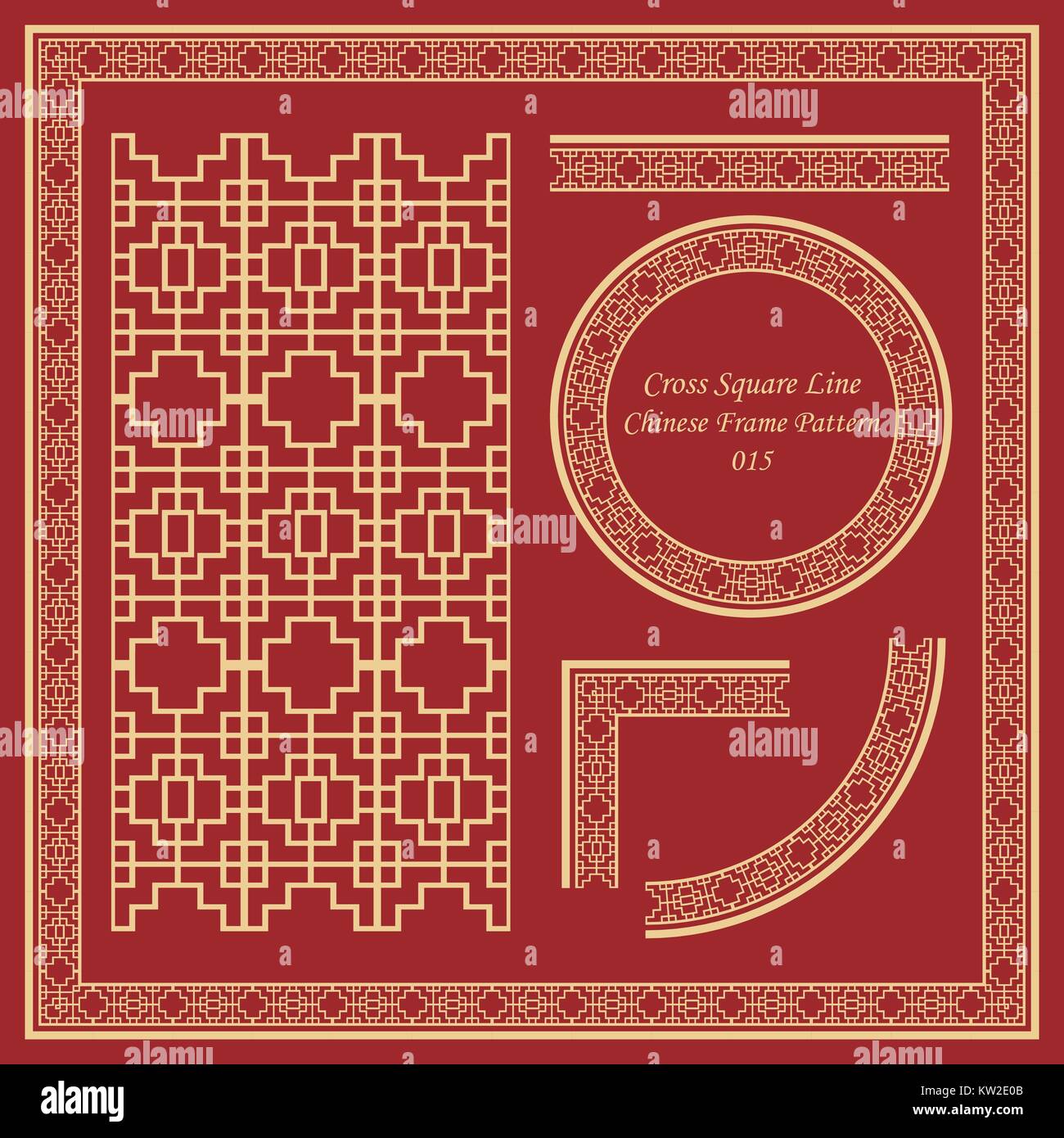 Vintage Chinese Frame Pattern Set Cross Square Line Stock Vector Image ...