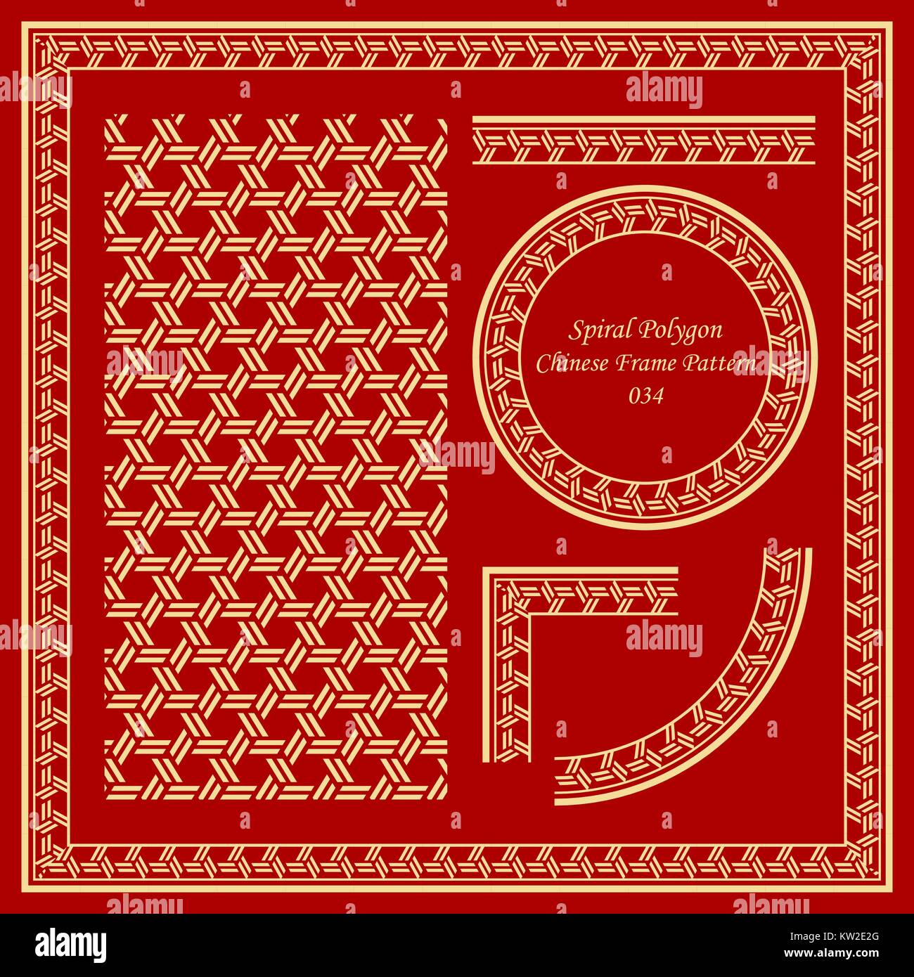 Vintage Chinese Frame Pattern Set Spiral Rectangle Polygon Stock Vector ...