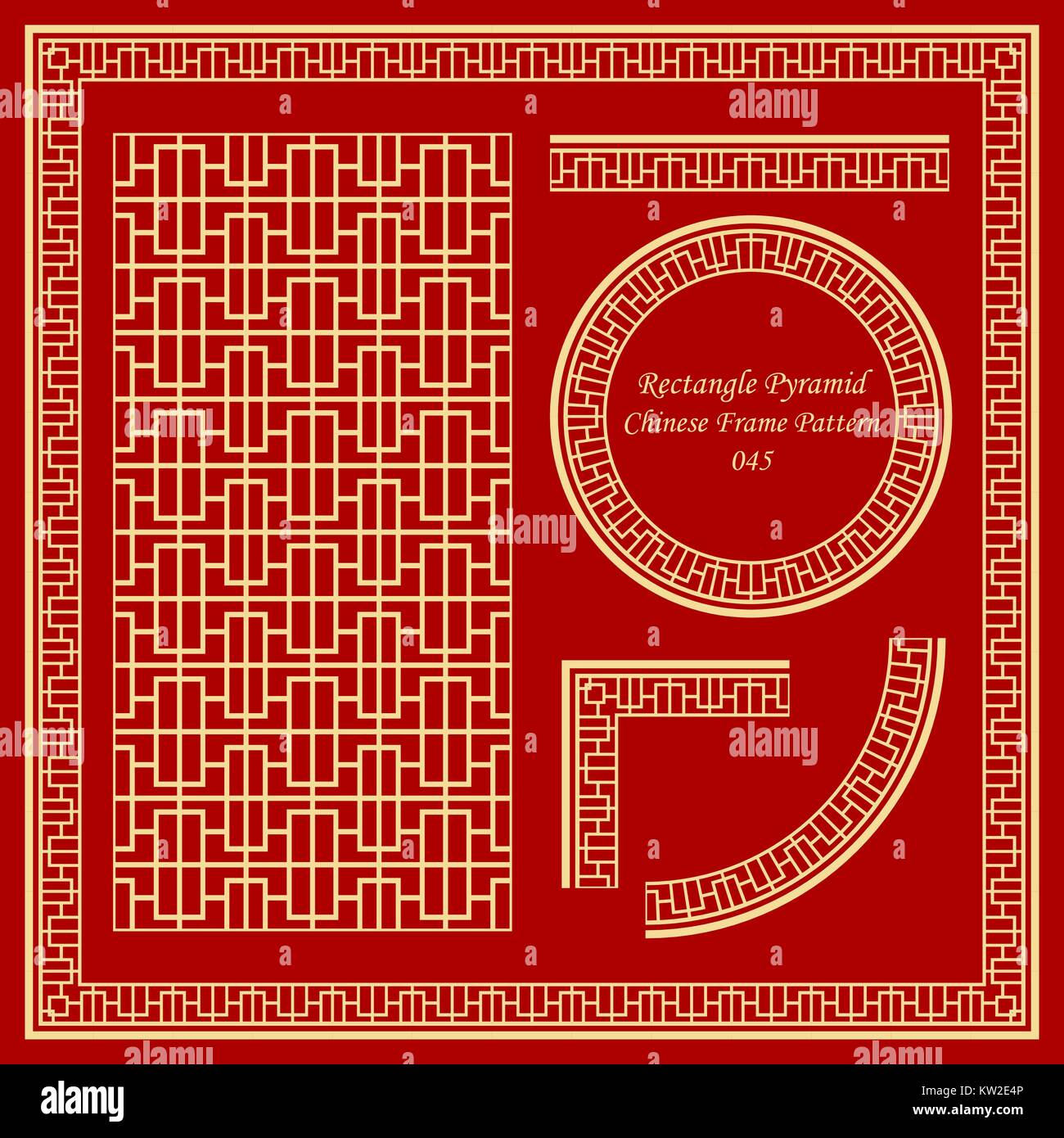 Vintage Chinese Frame Pattern Set Rectangle Pyramid Stock Vector Image ...