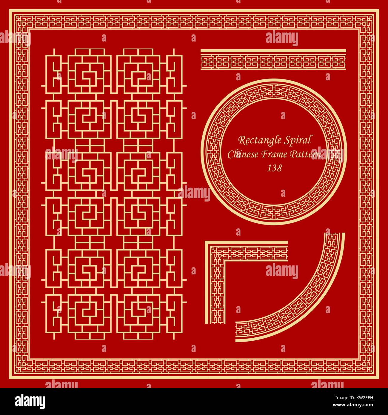 Vintage Chinese Frame Pattern Set Rectangle Spiral Stock Vector Image ...