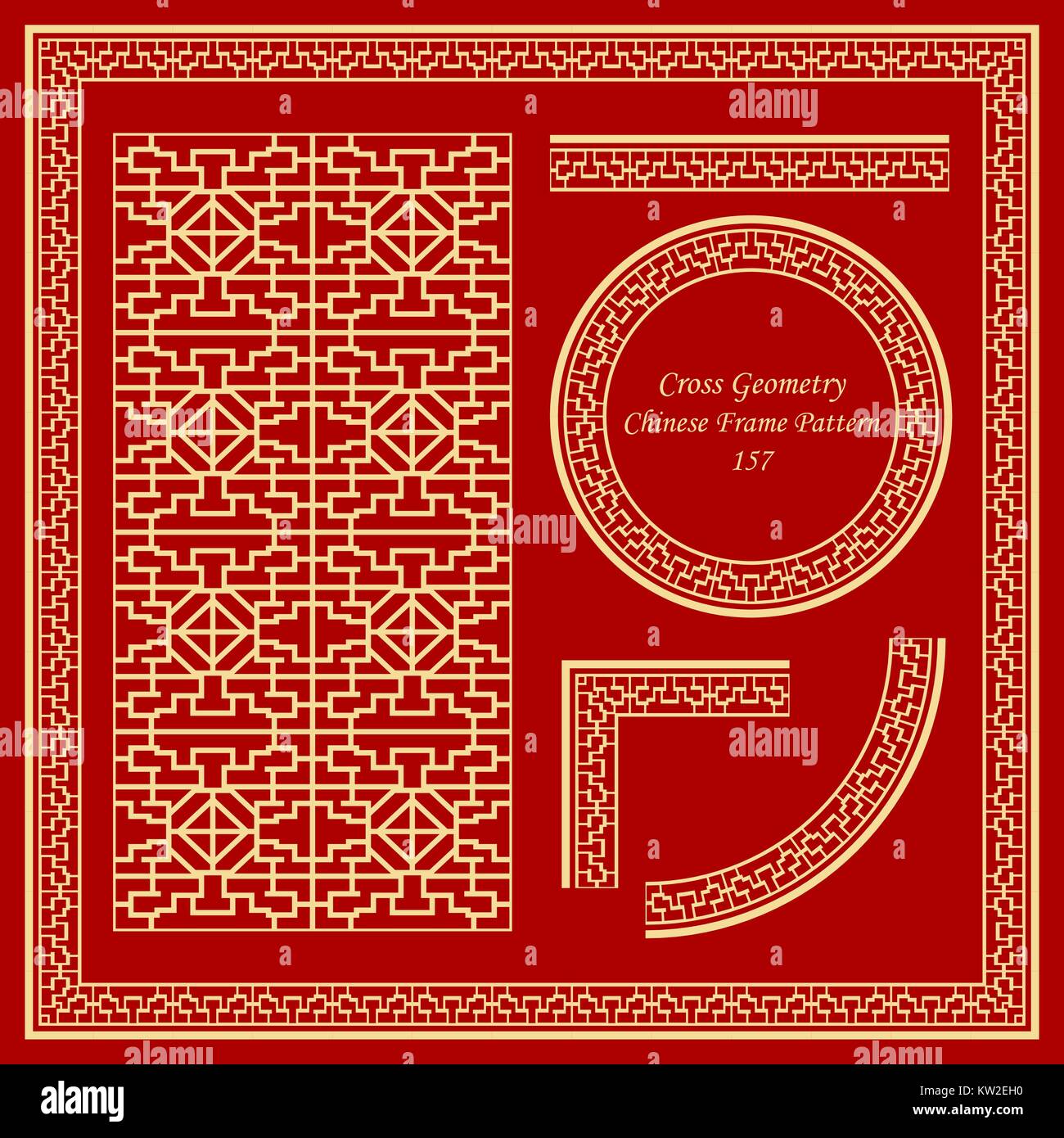 Vintage Chinese Frame Pattern Set Cross Geometry Stock Vector Image ...