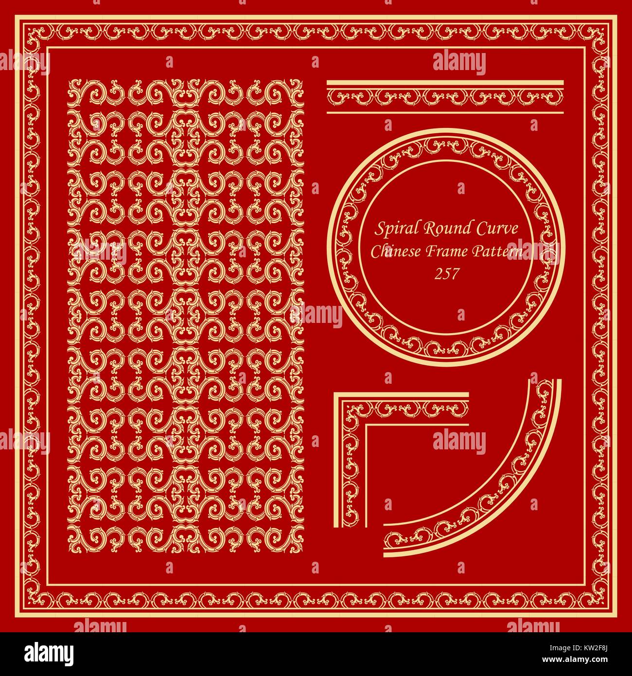 Vintage Chinese Frame Pattern Set Spiral Round Curve Stock Vector Image ...