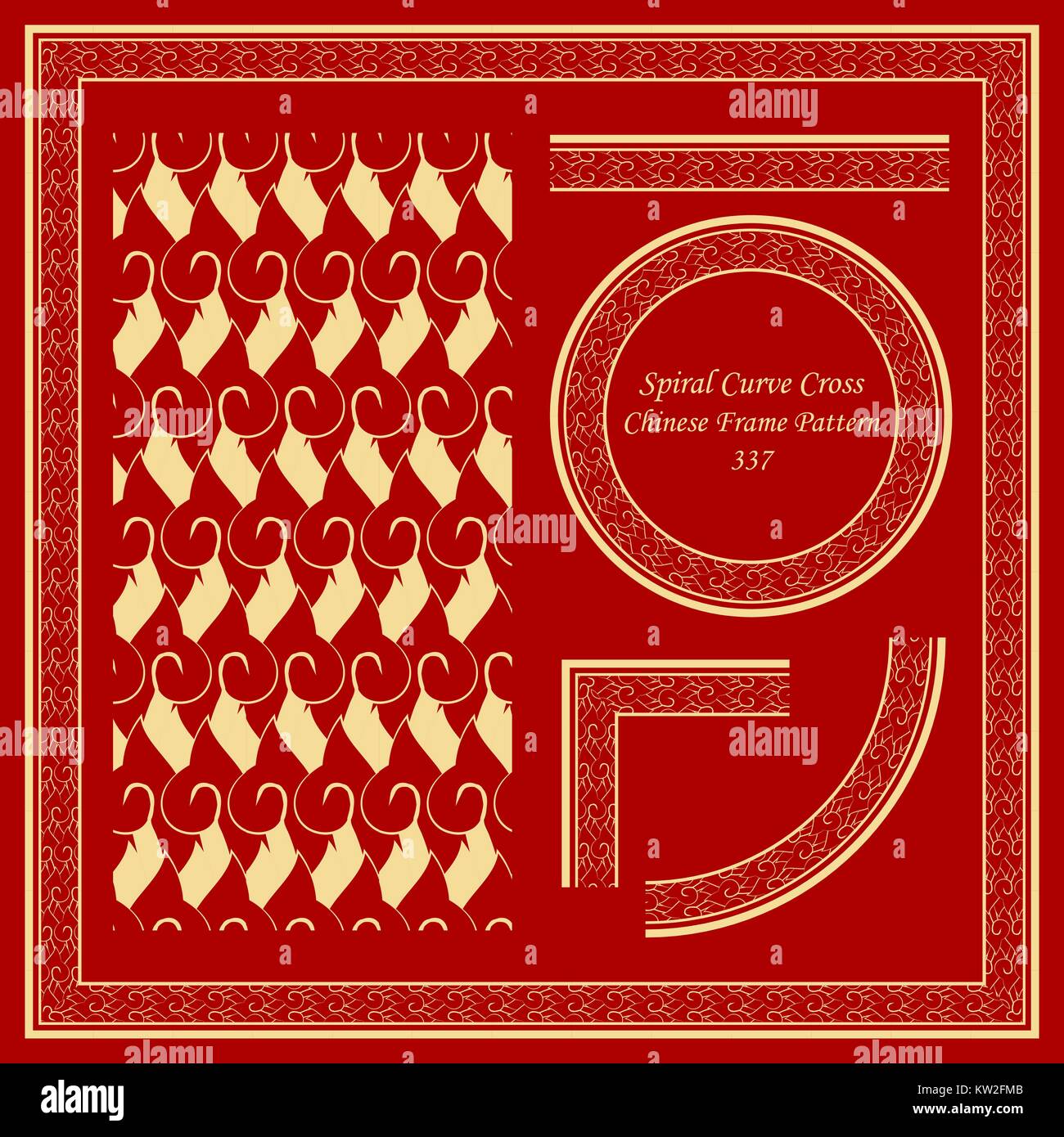 Vintage Chinese Frame Pattern Set aboriginal spiral curve cross ...