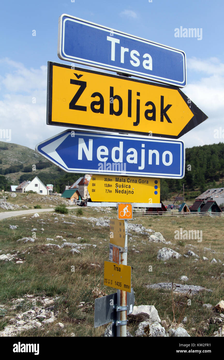 Montenegro road sign hi-res stock photography and images - Alamy