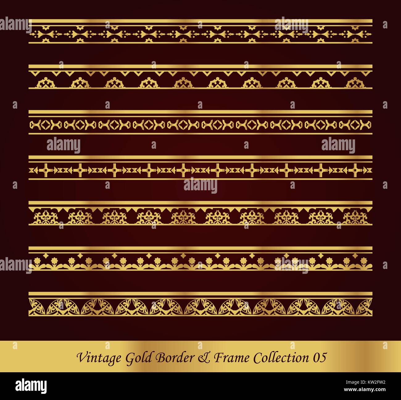 Vintage Luxury Gold Border Frame Vector Collection Stock Vector Image ...