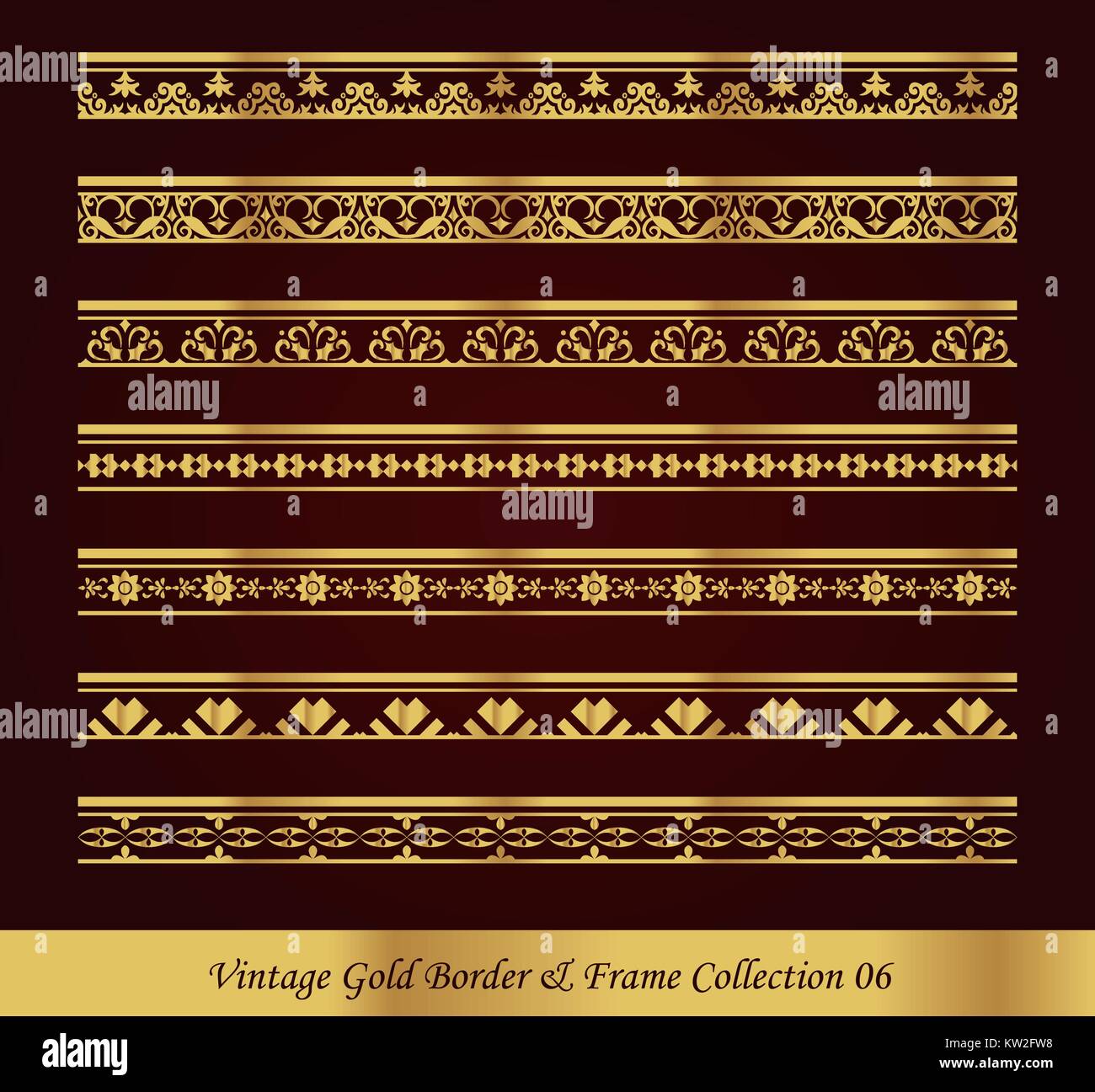 Vintage Luxury Gold Border Frame Vector Collection Stock Vector Image ...