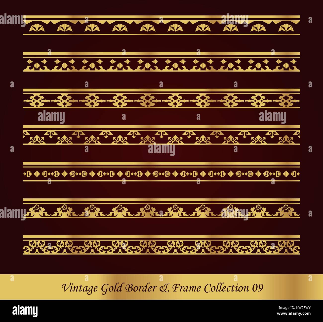 Vintage Luxury Gold Border Frame Vector Collection Stock Vector Image ...