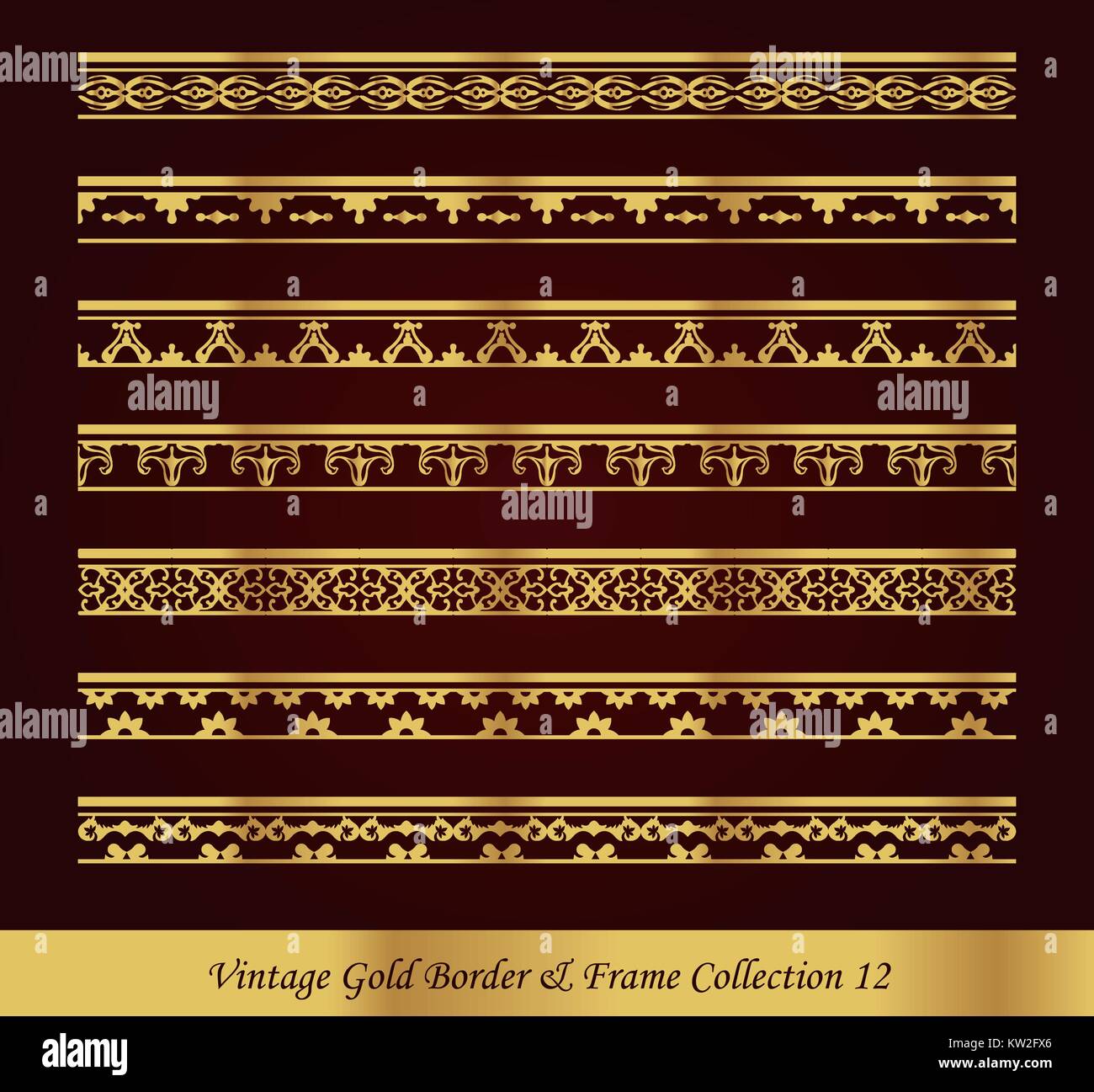 Vintage Luxury Gold Border Frame Vector Collection Stock Vector Image ...