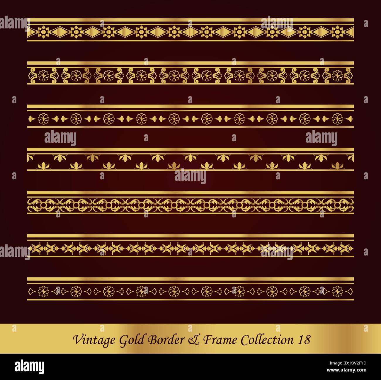Vintage Luxury Gold Border Frame Vector Collection Stock Vector Image ...