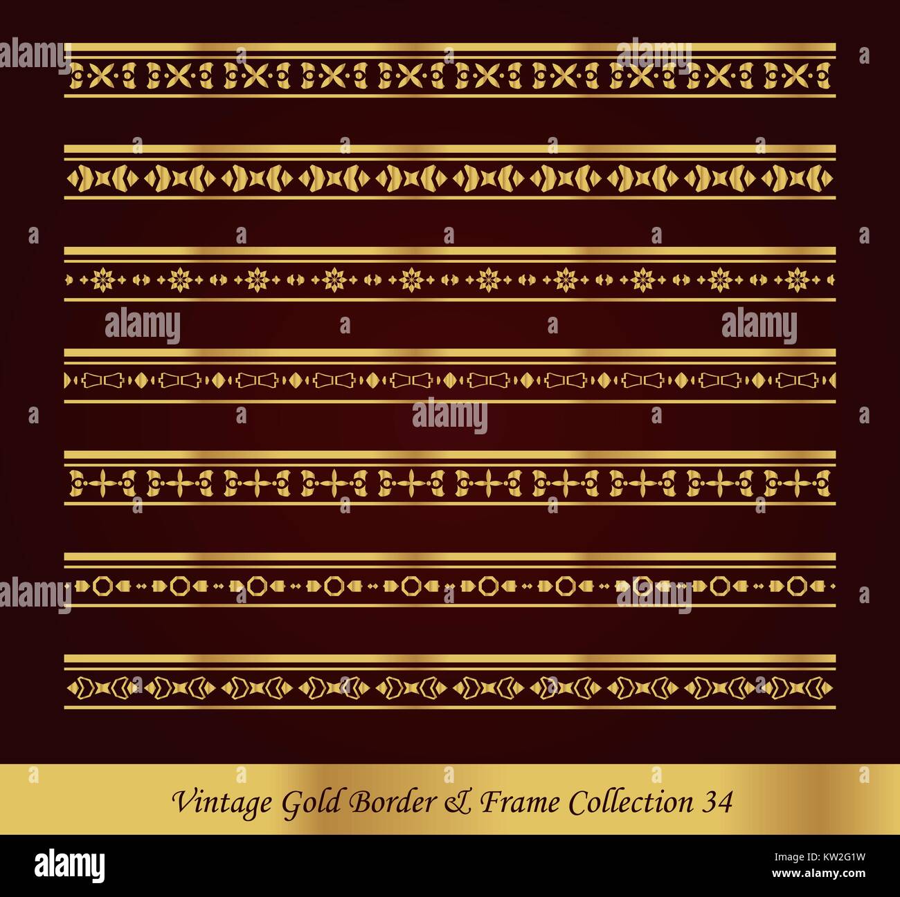 Vintage Luxury Gold Border Frame Vector Collection Stock Vector Image ...