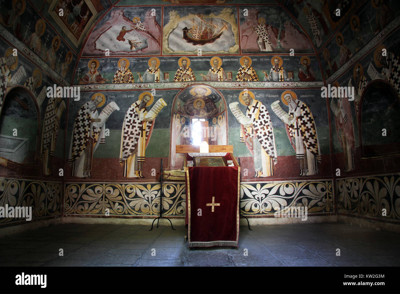 Picturse on the wall of church in Moracha monastery, Montenegro Stock ...