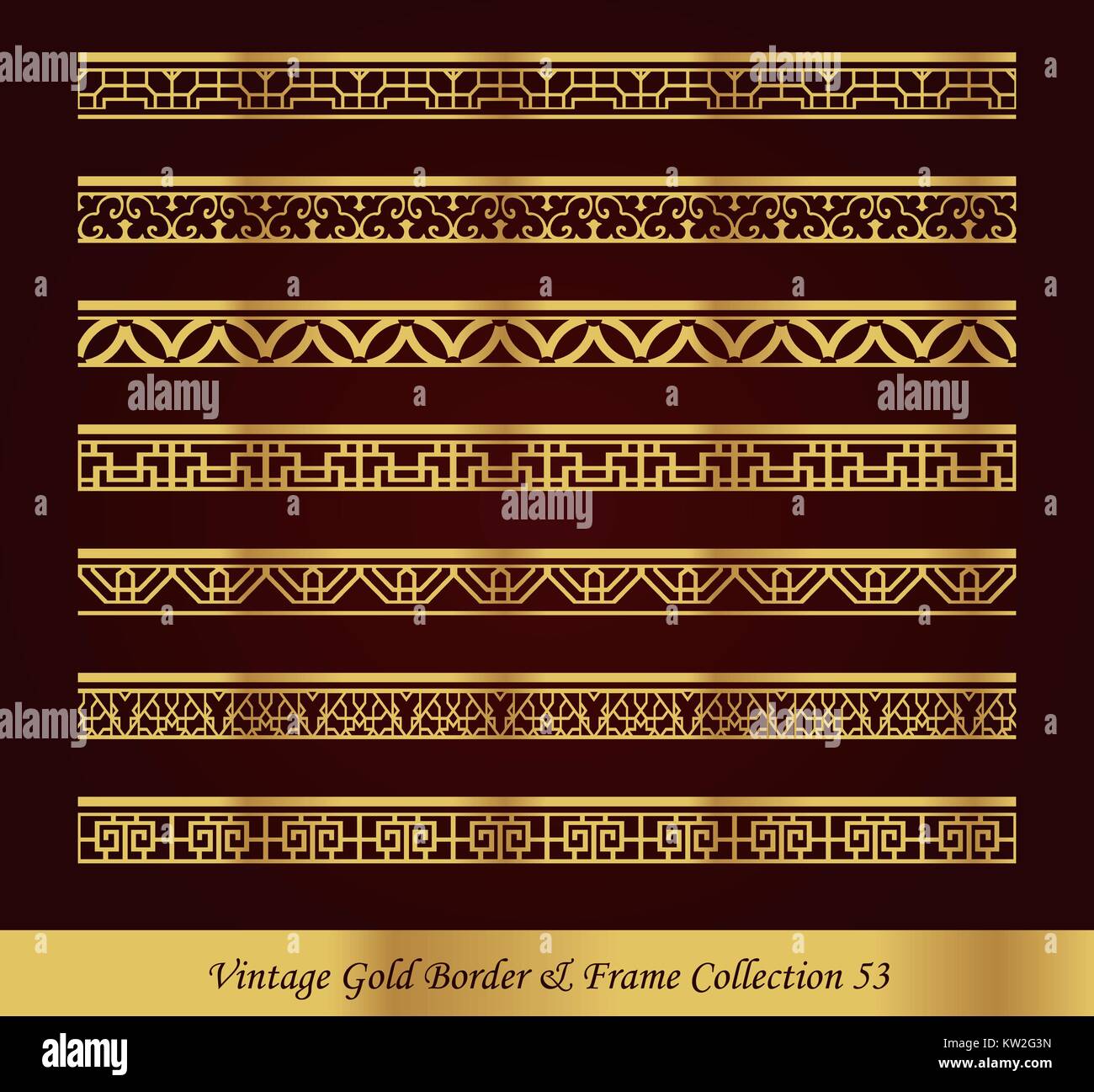 Vintage Luxury Gold Border Frame Vector Collection Stock Vector Image ...