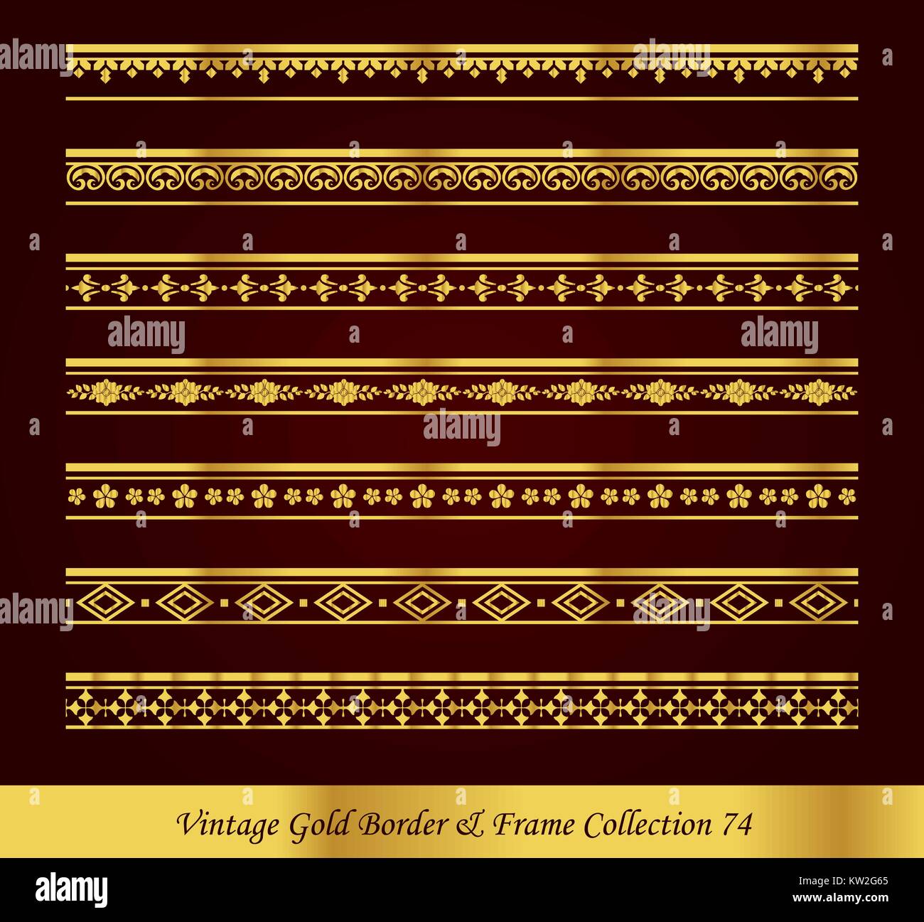 Vintage Luxury Gold Border Frame Vector Collection Stock Vector Image ...