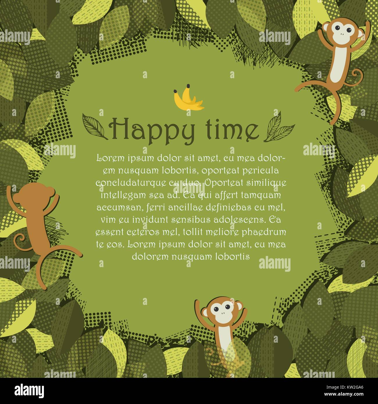 It is a memo template of monkey playing in the jungle Stock Vector ...