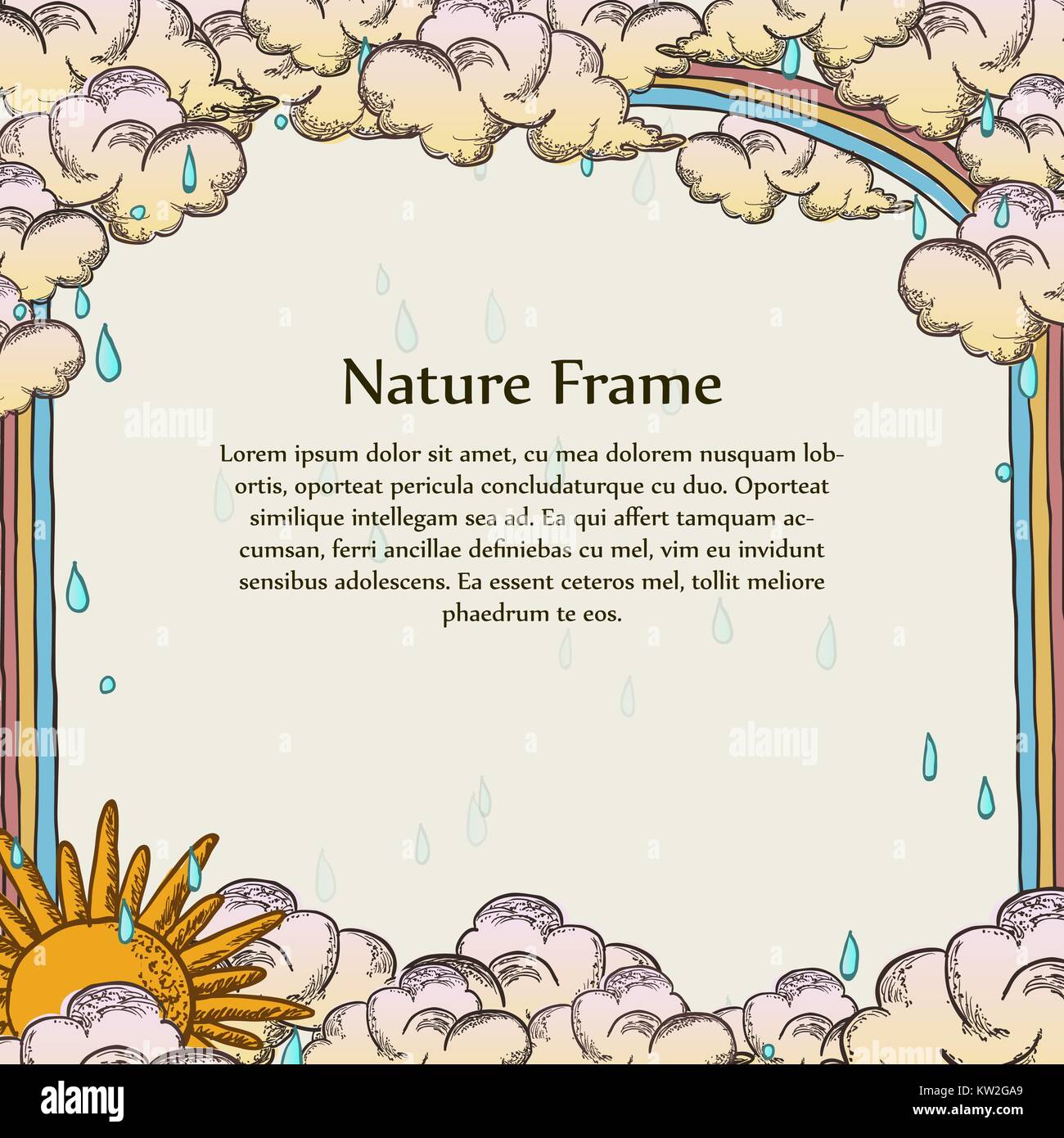 It is a template image of day time weather frame with rainbow, sun ...