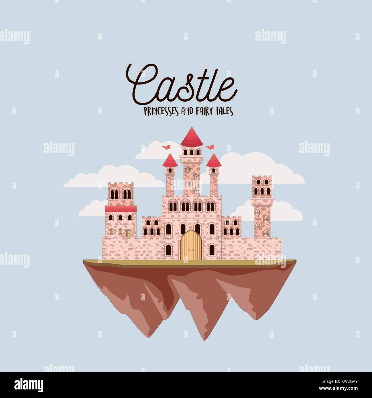poster of castle princesses and fairy tales with castle in the sky ...