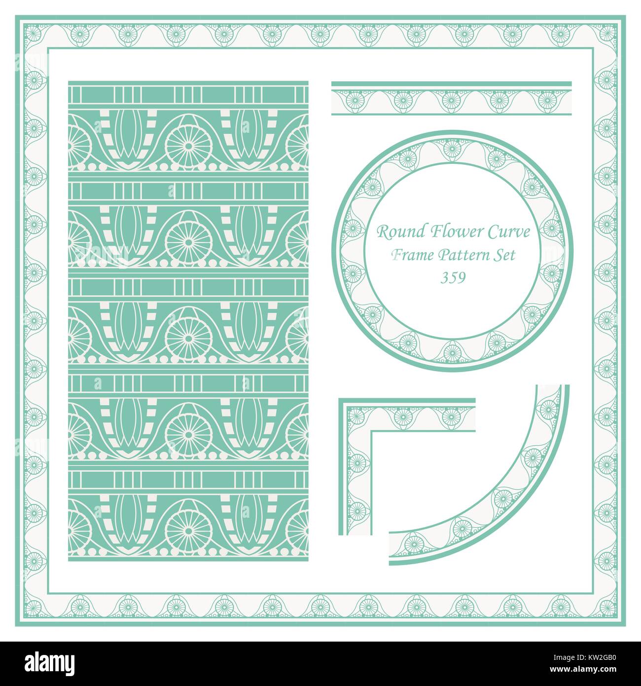 Vintage Border Pattern of Round Flower Curve Geometry Stock Vector ...