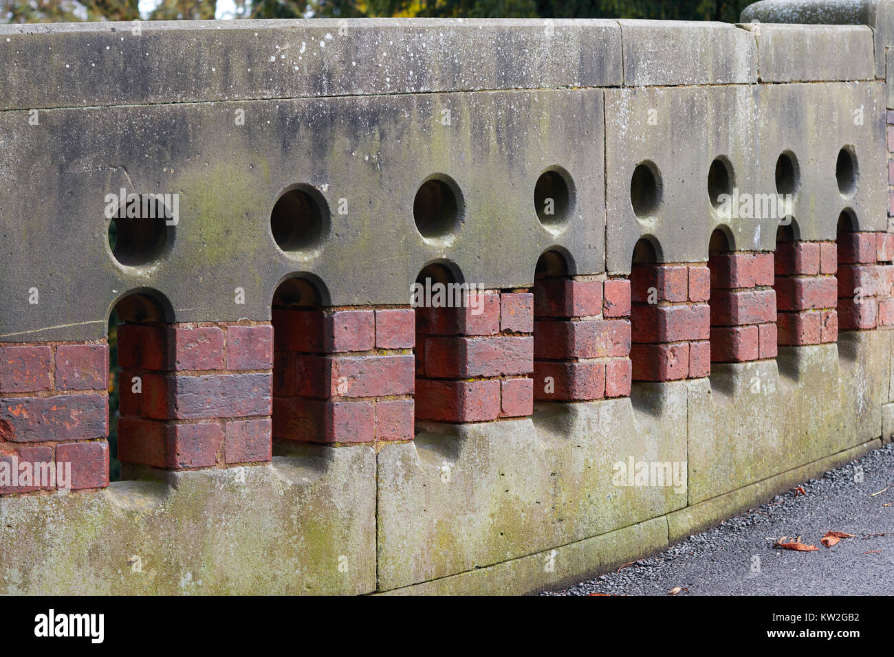 Vintage brick guard of bridge Stock Photo - Alamy
