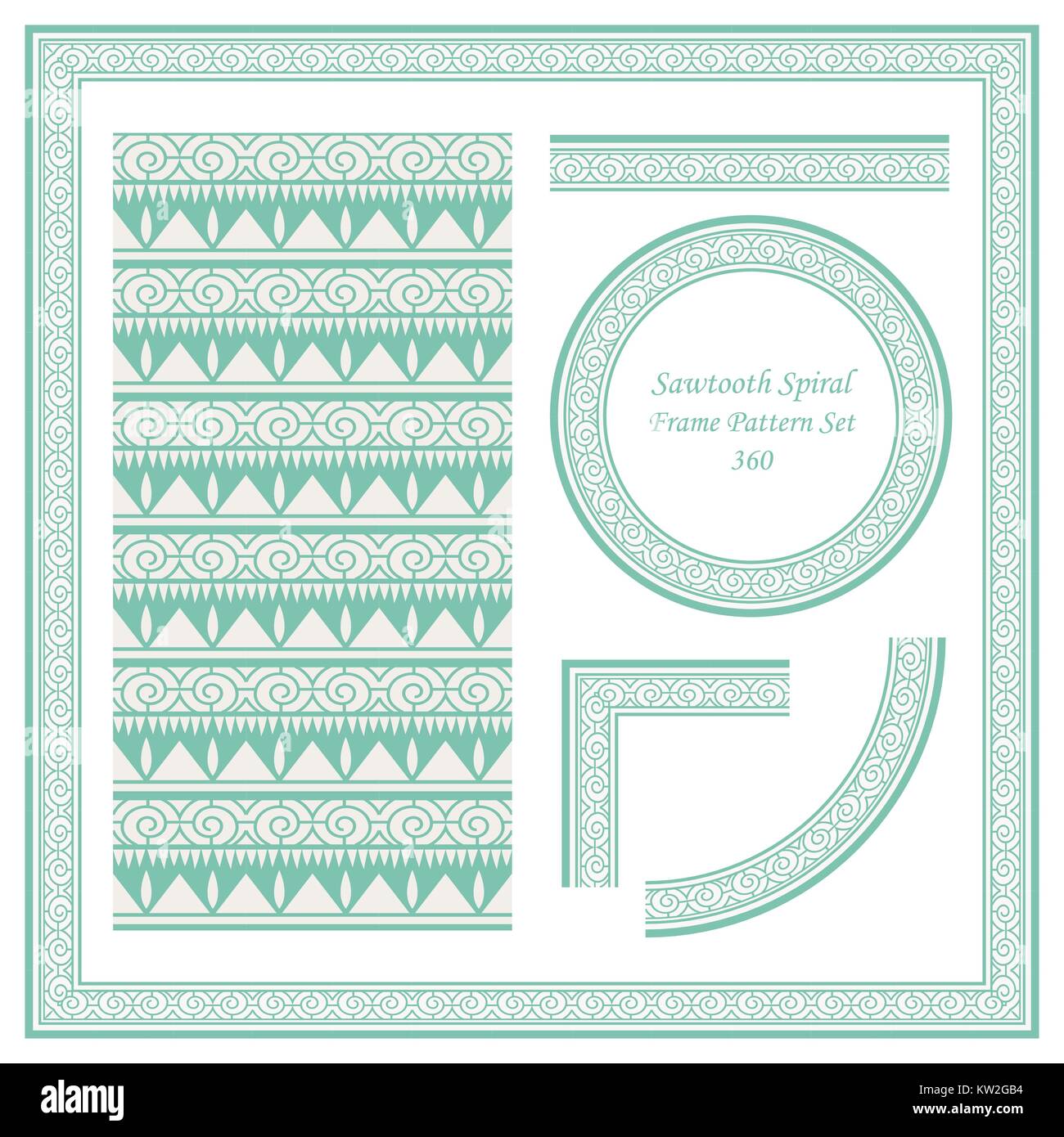 Vintage Border Pattern of Sawtooth Spiral Round Geometry Stock Vector ...