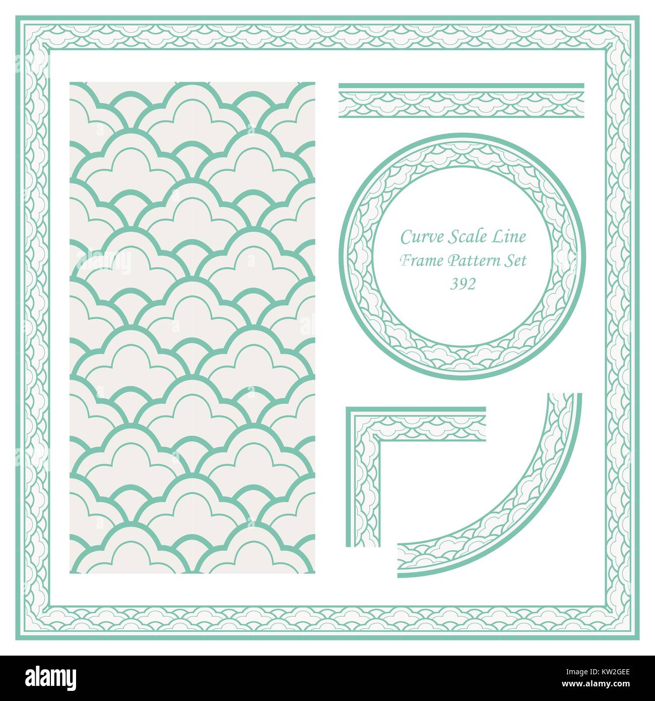 Vintage Border Pattern of Curve Scale Line Stock Vector Image & Art - Alamy
