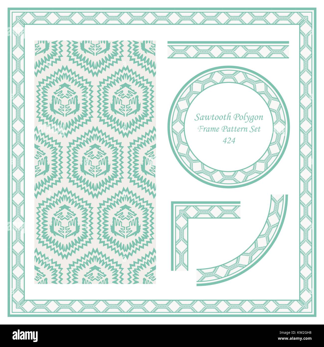 Vintage Border Pattern of Sawtooth Polygon Geometry Stock Vector Image ...