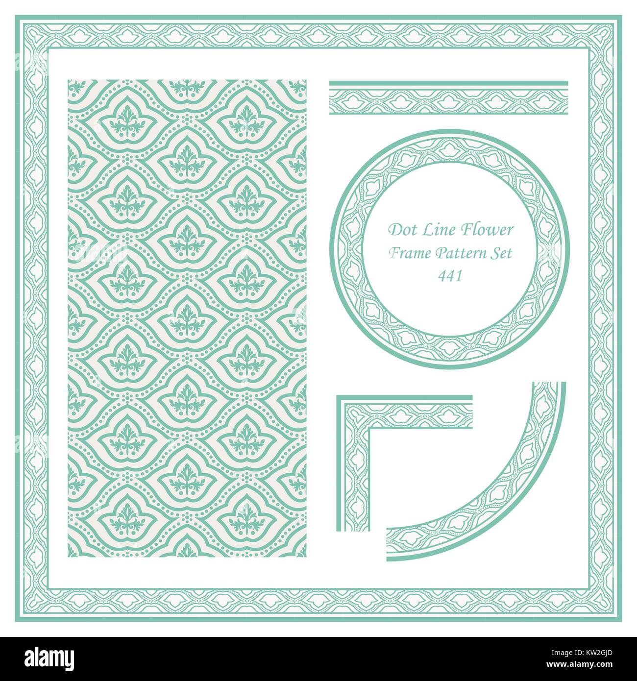 Vintage Border Pattern of Dot Curve Line Flower Stock Vector Image ...