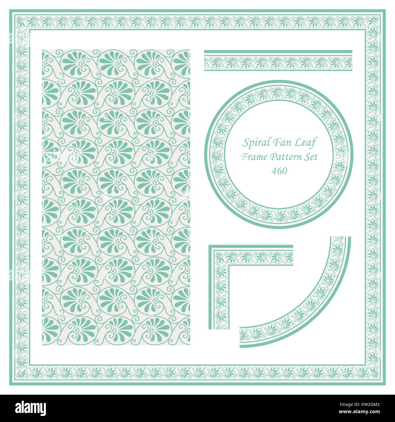 Vintage Border Pattern of Spiral Fan Leaf Vine Stock Vector Image & Art ...
