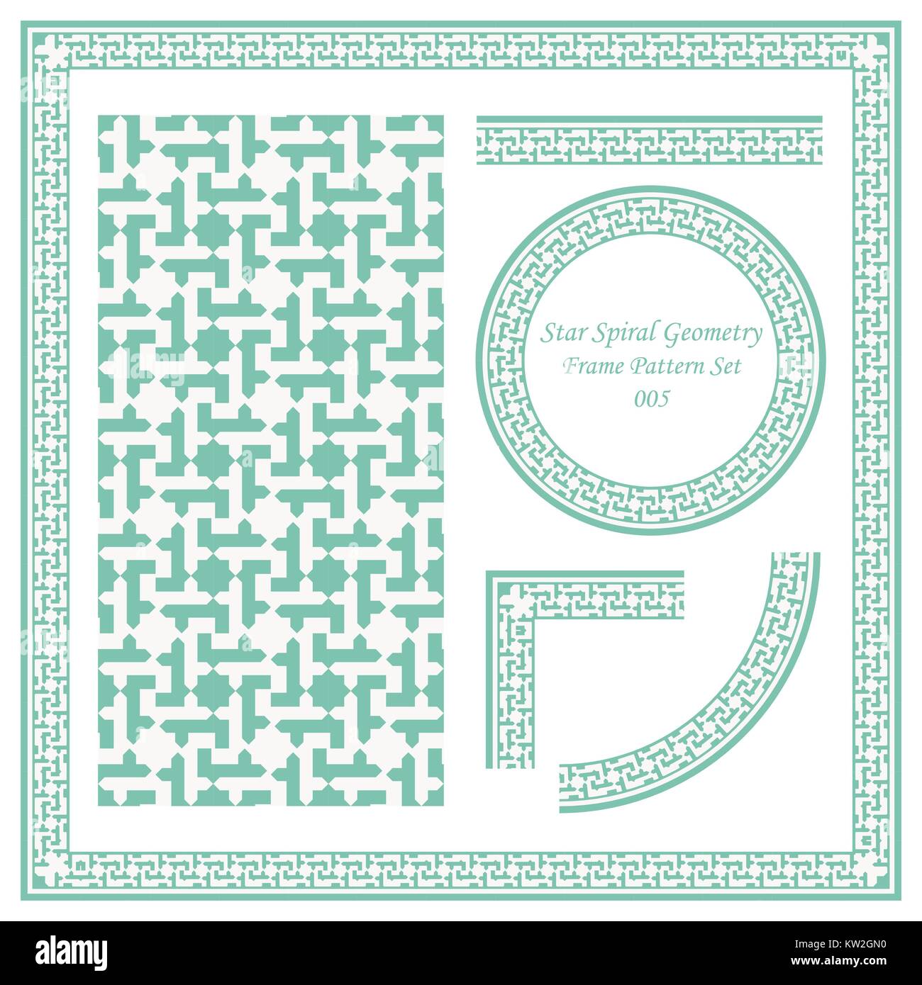 Vintage Frame Pattern Set of Star Spiral Geometry Stock Vector Image ...