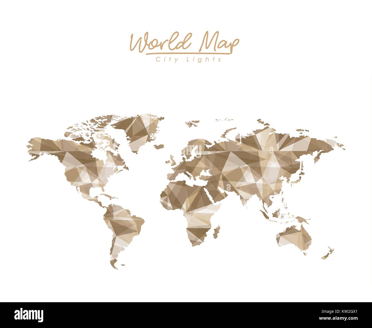 world map city lights in light brown polygon silhouette Stock Vector ...